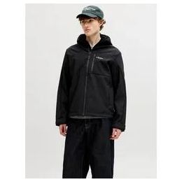 Jack & Jones Softshelljacke JACK & JONES "JJNORTH SOFTSHELL JACKET", Herren, Gr. XL, schwarz, Web, Obermaterial: 100% Polyester, unifarben, regular fit h&uuml;ftlang, mit Riegel, Jacken Softshelljacke