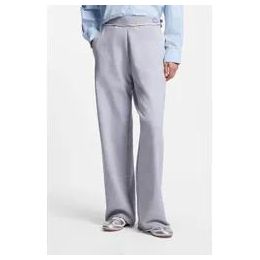 HUGO BOSS Jogger Pants HUGO BLUE "Nuwaist", Damen, Gr. M (38), N-Gr, open grau 064, Sweatware, Obermaterial: 100% Baumwolle, unifarben, weit lang, Hosen, mit Raw Cut Hem, weites Bein