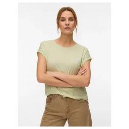 V&eacute;ro Moda Rundhalsshirt VERO MODA "VMAVA PLAIN SS TOP GAJRS NOOS", Damen, Gr. S, fog gr&uuml;n, Jersey, Obermaterial: 95% Lyocell, 5% Elasthan, unifarben, regular fit normal, Rundhals, Shirts Rundhalsshirt, Materialmix, regular fit