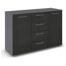 Kombikommode Rauch "Sideboard Schubladenkommode OTELI mit Dekor- und Hochglanzfront", graumetallic, hochglanz effektgrau, B:120cm H:81cm T:42cm, Holzwerkstoff, Sideboards, Kombikommode, vier gro&szlig;e Schubladen und 2 T&uuml;ren, mit 4 Einlegeb&ouml;den MADE IN GERMANY