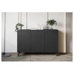 Sideboard Home Affaire "SIDEBOARD PHUKET II, Stilvolle, grifflose Kommode, Breite 120cm", graphite schwarz matt, B:120cm H:39cm T:39cm, ABS-Kunststoff, FSC-zertifizierter Holzwerkstoff, Holzwerkstoff, Kunststoff, Sideboards, Sideboard, Mit 6 F&auml;chern und h&ouml;henverstellbaren Einlegeb&ouml;den
