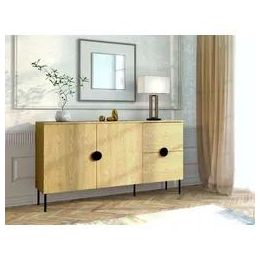 Kommode Home Affaire "BELLOT Sideboard mit 2 Schubladen und 2 T&uuml;ren, B/T/H: 213/40/87,6 cm", natur, B:160cm H:87,6cm T:40cm, Spanplatte, Sideboards, Kommode, Schubkastenkommode mit Metallgriffen und viel Stauraum