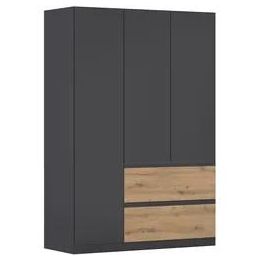 Dreht&uuml;renschrank Rauch "Kleiderschrank Schrank Garderobe W&auml;scheschrank Schlafzimmer JOEL", graumetallic, eiche artisan, B:136cm H:197cm T:54cm, Holzwerkstoff, Schr&auml;nke, Dreht&uuml;renschrank, mit zwei Schubladen, mit Push-to-Open Funktion MADE IN GERMANY