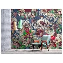 Livingwalls Vliestapete LIVING WALLS "Florale Mustertapete Blumentapete Vintage Vlies", blau, B:2,7m H:0,02m L:4m, Vlies, Tapeten