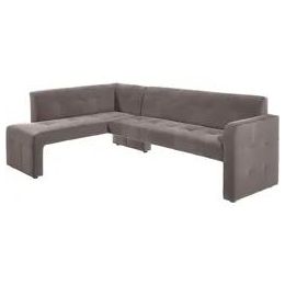 Essbank exxpo - SOFA FASHION "Barista, bequem und elegant, hohe Bodenfreiheit", grau (taupe), B:157cm H:82cm T:245cm, Luxus-Microfaser (100% Polyester), Sitzb&auml;nke, Essbank, Eckbank Barista bequem und elegant, hochwertige Detailverarbeitung