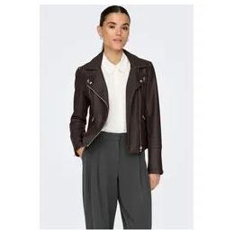 Lederimitatjacke Only "ONLGEMMA FAUX LEATHER BIKER OTW NOOS", Damen, Gr. 38, chocolate torte, Web, Obermaterial: 100% Viskose, unifarben, mit Rei&szlig;verschluss, Jacken, im Biker-Style