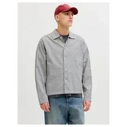 Jack & Jones Langarmhemd JACK & JONES "JORAUSTIN CLEAN CHECK SHIRT LS SN", Herren, Gr. M, N-Gr, odyssey gray checks:checks, Web, Obermaterial: 100% Baumwolle, kariert, loose fit normal, Hemden