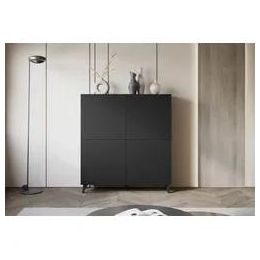 Highboard Home Affaire "HIGHBOARD PHUKET II, Stilvolle, grifflose Hochkommode, Breite 120cm", graphite schwarz matt, B:120cm H:130cm T:39cm, ABS-Kunststoff, FSC-zertifizierter Holzwerkstoff, Kunststoff, Spanplatte, Sideboards, Highboard, Mit 4 T&uuml;ren und 8 F&auml;chern und h&ouml;henverstellbaren Einlegeb&ouml;den