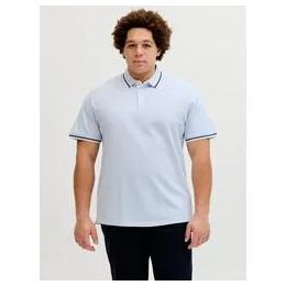 Jack & Jones PlusSize Poloshirt "JJEPAULOS POLO SS NOOS PLS", Herren, Gr. 4XL, celestial blau detail:play, Piqu&eacute;, Obermaterial: 100% Baumwolle, JACK & JONES PLUSSIZE, unifarben, regular fit normal, ohne Ausschnitt, Shirts, Baumwolle, regular fit