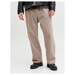 Jack & Jones Chinos JACK & JONES "JPSTALEX RAYE WORKER PANTS SN", Herren, Gr. 32, L&auml;nge 32, string, Twill, Obermaterial: 100% Baumwolle, unifarben, gerade lang, Hosen, mit Five-Pocket-Design