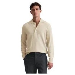 Marc O'Polo Polokragenpullover MARC O'POLO "regular fit aus Bio-Baumwoll-Boucl&eacute;", Herren, Gr. M, light oat, Strick, Obermaterial: 94% Baumwolle, 6% Polyester, regular fit normal, B&uuml;ndchen, Pullover