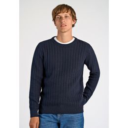 Strickpullover LINDBERGH "Strickpullover Relaxed Fit", Herren, Gr. XL, navy, Obermaterial: 60% Baumwolle, 40% Polyester, unifarben, Rundhals, Pullover Strickpullover