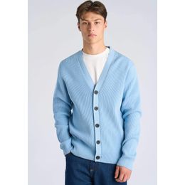 LINDBERGH Herren Strickjacke "Cardigan Relaxed Fit"soft blau, Gr. L, unifarben, Obermaterial: 80% Baumwolle, 20% Polyester, Strickjacken
