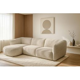 Ecksofa Home Affaire, B:280cm H:73cm T:152cm, beige, 100% Polyester, Wohnzimmer, Sofas, "OSTRUP Rundsofa, L-Form, Naturt&ouml;ne, Boucle", Breite 280 cm,