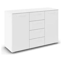 Kombikommode Rauch "Sideboard Schubladenkommode OTELI mit Dekor- und Hochglanzfront", alpinwei&szlig;, B:120cm H:81cm T:42cm, Holzwerkstoff, Sideboards, Kombikommode, vier gro&szlig;e Schubladen und 2 T&uuml;ren, mit 4 Einlegeb&ouml;den MADE IN GERMANY