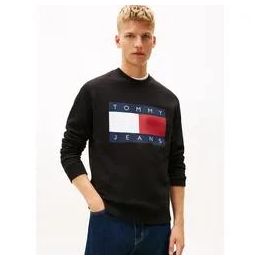 Tommy Hilfiger Sweatshirt TOMMY JEANS "TJM BIG FLAG CREWNECK", Herren, Gr. XXL, schwarz, Sweatware, Obermaterial: 100% Baumwolle, Rundhals, B&uuml;ndchen, Sweatshirts Sweatshirt, regular fit