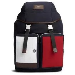 Rucksack Tommy Hilfiger "TH CASUAL FLAG BACKPACK", Gr. B/H/T: 33,5cm x 44,5cm x 17,5cm, dunkelblau, Leder, Textil, Rucks&auml;cke Rucksack, Unisex Travelrucksack, Reiserucksack, mit Bes&auml;tzen in Tommy-Farben