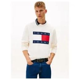 Tommy Hilfiger Sweatshirt TOMMY JEANS "TJM BIG FLAG CREWNECK", Herren, Gr. L, ancient wei&szlig;, Sweatware, Obermaterial: 100% Baumwolle, Rundhals, B&uuml;ndchen, Sweatshirts Sweatshirt, regular fit