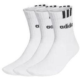 Sneakersocken Adidas ORIGINALS "Socken Cushioned 3S Linear 3er Pack", Herren, Gr. 43-45, wei&szlig;, Obermaterial: 71% Baumwolle CO. 26% Polyester PES. 2% Elasthan EL. 1% Nylon NY., Socken Sneakersocken
