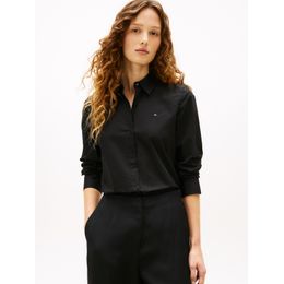 Tommy Hilfiger Damen Shirtbluse "ESS POPLIN REGULAR SHIRT"schwarz, Gr. 38, unifarben, Web, Obermaterial: 97% Baumwolle, 3% Elasthan, Blusen