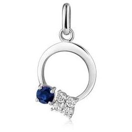 Kettenanh&auml;nger Firetti "Schmuck Geschenk Gold 333 Halsschmuck Anh&auml;nger Kreis", wei&szlig;goldfarben, dunkelblau, kristallwei&szlig;, dunkelblau, kristallwei&szlig;, Schmuckanh&auml;nger, Damen, Wei&szlig;gold 333, 0,92 g, Kettenanh&auml;nger, mit Saphir, Zirkonia (synth.)