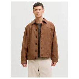 Jack & Jones Hemdjacke JACK & JONES "JJECASABLANCA SHACKET SN", Herren, Gr. XL, tobacco braun, Web, Obermaterial: 100% Polyester, unifarben, normal, Jacken, mit auff&auml;lliger Knopfleiste