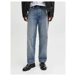 Jack & Jones Loose-fit-Jeans JACK & JONES "JJIEDDIE JJORIGINAL", Herren, Gr. 29, L&auml;nge 30, blau denim, Denim/Jeans, Obermaterial: 100% Baumwolle, Abriebeffekte, loose fit, Jeans