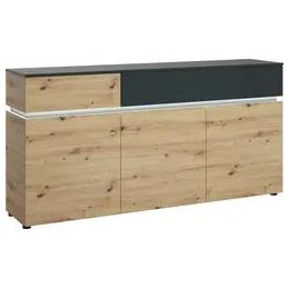 Sideboard Home Affaire "Luci", eichefarben artisan, kosmos anthrazit, B:180,5cm H:90cm T:40cm, Holzwerkstoff, Sideboards, Sideboard, Breite 180, 5 cm