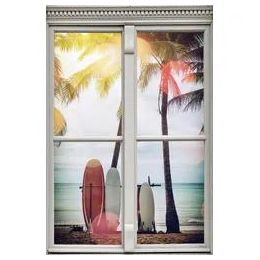 Wandsticker queence "Surfstrand", bunt, B:40cm H:60cm T:0,1cm, Wandtattoos, Wandsticker, Wandbild, selbstklebend, 3D, Fenster