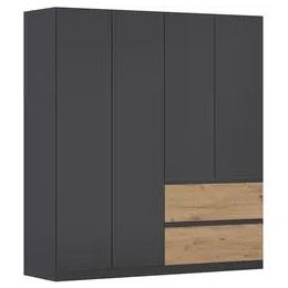 Dreht&uuml;renschrank Rauch "Kleiderschrank Schrank Garderobe W&auml;scheschrank Schlafzimmer JOEL", graumetallic, eiche artisan, B:181cm H:197cm T:54cm, Holzwerkstoff, Schr&auml;nke, Dreht&uuml;renschrank, mit zwei Schubladen, mit Push-to-Open Funktion MADE IN GERMANY