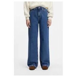 Weite Jeans BOSS ORANGE "MARLENE HR 10.0 Premium Damenmode", Damen, Gr. 32, L&auml;nge 34, blau 400, Denim/Jeans, Obermaterial: 100% Baumwolle, unifarben, regular fit lang, Jeans, mit hohem Bund