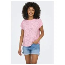 Kurzarmshirt Only "ONLSMILLA LIFE S/S TOP JRS NOOS", Damen, Gr. XL (42), rosa (roseate spoonbill), Jersey, Obermaterial: 95% Polyester, 5% Elasthan, unifarben, regular fit normal, Rundhals, Shirts, regular fit, modisch, Single Jersey, Materialmix, Rundhals