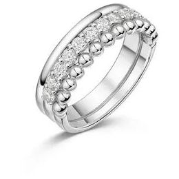 Fingerring Firetti "Schmuck Geschenk Silber 925 Damenring Ring Krone" Gr. 52, silberfarben, kristallwei&szlig;, Fingerringe, Damen, 52, Silber 925 (Sterlingsilber), 6mm, Fingerring, mit Zirkonia (synth.)