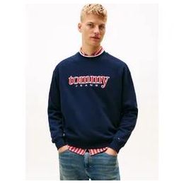 Tommy Hilfiger Sweatshirt TOMMY JEANS "TJM 90S TEXTURE GRAPHIC CREW", Herren, Gr. XXL, schwarz night navy, Sweatware, Obermaterial: 80% Baumwolle, 20% Polyester, regular fit, Rundhals, B&uuml;ndchen, Sweatshirts Sweatshirt, gerippter Rundhals, regular fit