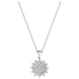 Kette mit Anh&auml;nger Firetti "Schmuck Geschenk Silber 925 Halsschmuck Halskette Ankerkette Blume", silberfarben, kristallwei&szlig;, Halsketten, Damen, Silber 925 (Sterlingsilber), L: 45 B: 1,1mm, mit Zirkonia (synth.), B:1,1mm