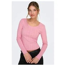 Langarmshirt Only "ONLTENNA O-NECK L/S TOP JRS NOOS", Damen, Gr. XL, romance rose, Jersey, Obermaterial: 50% Baumwolle, 50% Polyester, unifarben, regular fit normal, Rundhals, Shirts Langarmshirt