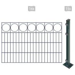 Doppelstabmattenzaun Arvotec "EASY 80 zum Aufschrauben "Ring" mit Zierleiste", grau (anthrazit), H:80cm, Kunststoff, Stahl, Zaunelemente, Zaunh&ouml;he 80 cm, Zaunl&auml;nge 2 - 60 m