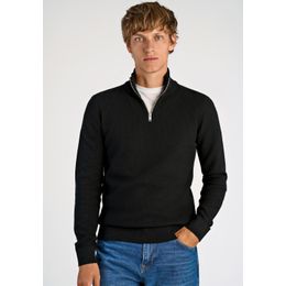 Troyer LINDBERGH "Troyer Relaxed Fit", Herren, Gr. 3XL, schwarz, Obermaterial: 60% Baumwolle, 40% Polyester, unifarben, hoch geschlossener Ausschnitt, Pullover Troyer