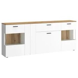 Sideboard Home Affaire "Dalano", alpinwei&szlig;, coast evoke eiche, B:199,1cm H:83,4cm T:42cm, Holzwerkstoff, Sideboards, Sideboard, Breite ca.199 cm