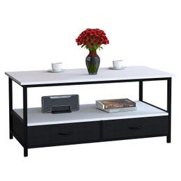 Couchtisch Vcm, B:100cm T:50cmwei&szlig;, Wohnzimmer, Tische, "Metall Holz Schublade Sofatisch Couchtisch Flonila"