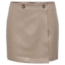 Lederimitatrock Only "ONLASTRIA FAUX LEATHER SHORT SKIRT OTW", Damen, Gr. S, walnut, Web, Obermaterial: 100% Polyester, unifarben, kurz, R&ouml;cke, mit Knopf Details, softes Lederimitat