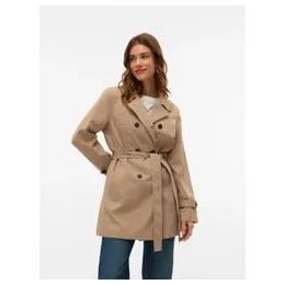V&eacute;ro Moda Trenchcoat VERO MODA "VMCHELSEA OLIVIA TRENCHCOAT NOOS", Damen, Gr. XS, silber (silber mink), Twill, Obermaterial: 100% Polyester, unifarben, regular fit ca. Mitte Oberschenkel, mit Riegel, M&auml;ntel, kurzer 2-Reiher mit abnehmbarem Bindeg&uuml;rtel