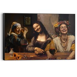Wandbild Reinders, B:90cm H:60cm T:3cm, braun, Wohnzimmer, Bilder, "Girls Night Out", Home Office - Perlenm&auml;dchen - Mona Lisa - Frida Kahlo - Braun -