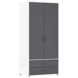 Dreht&uuml;renschrank Rauch "Kleiderschrank Schrank Garderobe W&auml;scheschrank VOYAGER", alpinwei&szlig;, graumetallic, griffe graumetallic, B:93cm H:194cm T:53cm, Holzwerkstoff, Schr&auml;nke, Dreht&uuml;renschrank, mit 2 modernen Griffvarianten, mit Au&szlig;enschubladen MADE IN GERMANY