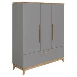 Kleiderschrank Paidi "STIENE in Beige oder Grau, 3 T&uuml;ren und 1 Schublade mit Soft-Close", schiefergrau, eiche massiv, B:170cm H:200cm T:57cm, Holzwerkstoff, Massivholz, Schr&auml;nke, Kleiderschrank, inkl Kleiderstange + Einlegeb&ouml;den, Kleiderschrank mit Eiche Massivholz