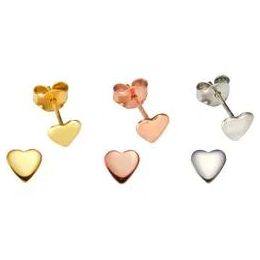 Ohrstecker-Set Firetti "Multipack Schmuck Geschenk Silber 925 Ohrringe Herz", gelbgoldfarben, ros&eacute;goldfarben, silberfarben, Ohrringe, Damen, Silber 925 (Sterlingsilber)