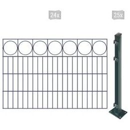 Doppelstabmattenzaun Arvotec "EASY 80 zum Aufschrauben "Ring" mit Zierleiste", grau (anthrazit), H:80cm, Kunststoff, Stahl, Zaunelemente, Zaunh&ouml;he 80 cm, Zaunl&auml;nge 2 - 60 m