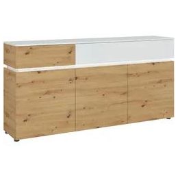 Sideboard Home Affaire "Luci", eichefarben artisan, alpinwei&szlig;, B:180,5cm H:90cm T:40cm, Holzwerkstoff, Sideboards, Sideboard, Breite 180, 5 cm