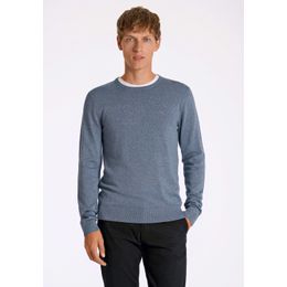 LINDBERGH Herren Strickpullover "Strickpullover Slim Fit"blau blend, Gr. S, unifarben, Obermaterial: 80% Viskose, 20% Nylon, Pullover