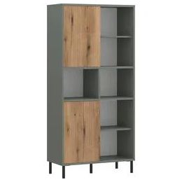 Highboard Home Affaire "Pozzi", grau, gr&uuml;n, coast evoke eiche, B:75cm H:162,8cm T:40cm, Holzwerkstoff, MDF, PVC, Sideboards, Highboard, H&ouml;he ca. 163 cm